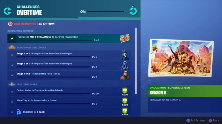 Fortnite Season 8 Overtime Challenges: Coins, Skins & More