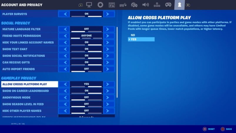 Fortnite: How To Disable Cross-Play (PS4, PS5, Switch, Xbox)